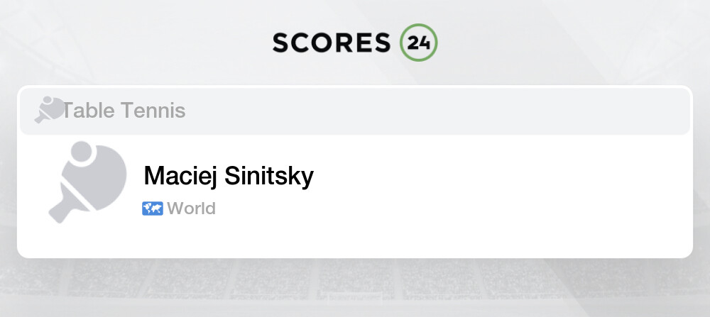 Maciej Sinitsky Fixtures Schedule & Predictions, Games Scores, and ...