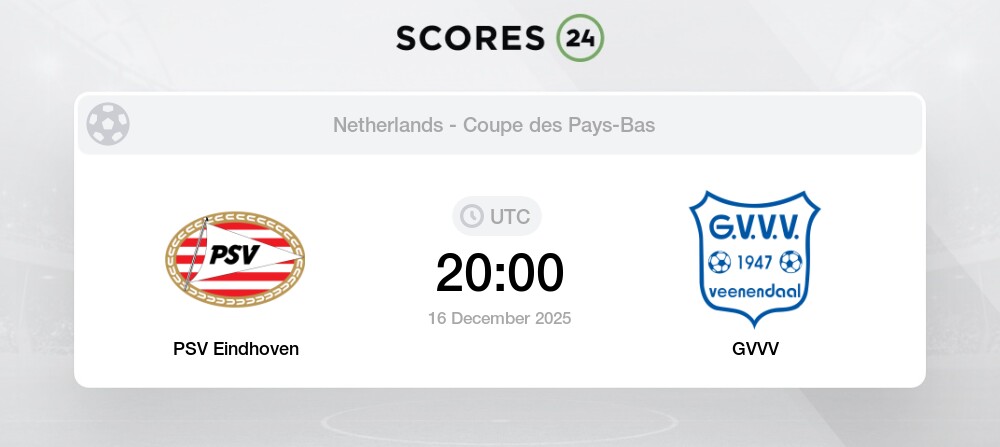 PSV Eindhoven vs GVVV Résultat, Buts & Statistiques du Match